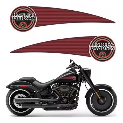 Par Adesivo Tanque Para Harley Davidson Custom Cor Vermelho