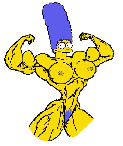 Rule 34 Blue Hair Breasts Color Female Female Only Flexing Front View Human Marge Simpson