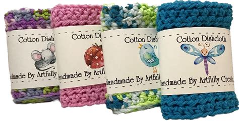 Crochet Dishcloth Labels Packaging Tags Crochet Wraps Pdf Etsy