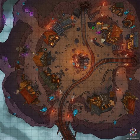 OC Art Dwarven Mining Village Battle Map 40x40 R DnD