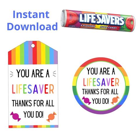 Printable Lifesaver Favor Tags Teacher Appreciation Tags Etsy In 2022