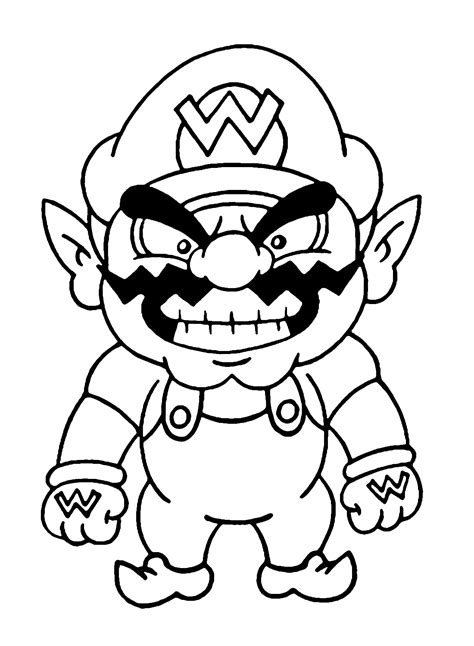 Chibi Wario Coloring Page Free Printable Coloring Pages