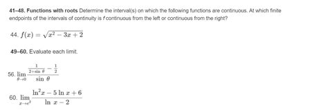 solved 39 40 intervals of continuity complete the following