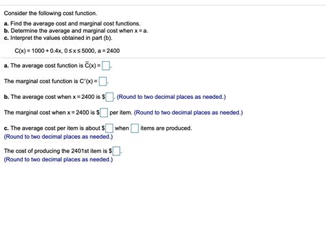 Solved Consider The Following Cost Function A Find The Chegg