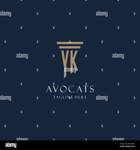YK Initial Monogram Logo For Law Office Lawyer Advocate With Pillar