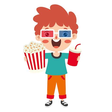 Concepto De Cine Con Personaje De Dibujos Animados Vector Premium