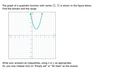 [solved] the graph of a quadratic function with vertex 2 3 is shown course hero