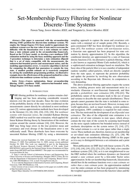 pdf set membership fuzzy filtering for nonlinear discrete time systems