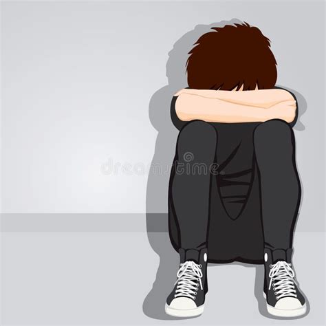 Menino Triste Do Adolescente Desesperado Ilustração do Vetor