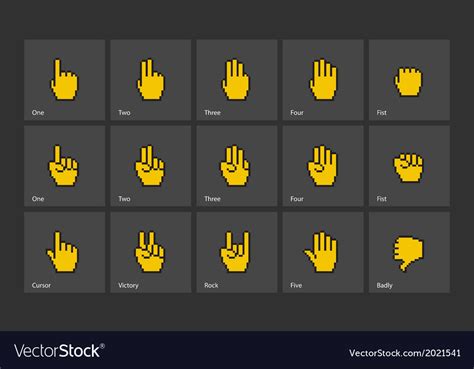 Pixel Cursors Icons Mouse Hands Royalty Free Vector Image