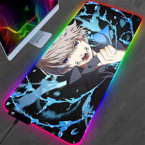 RGB Jujutsu Kaisen Mouse Pad Anime Gojo Satoru Desk Mat Gamer PC