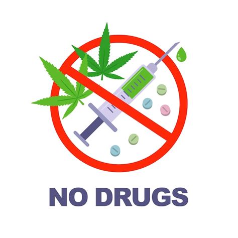 Signe D Interdiction De Drogue Rouge Illustration Vectorielle Plane