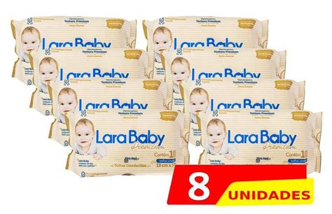 Kit C 8 Toalhas Umedecidas Lara Baby Premium 100 Unidades Cada