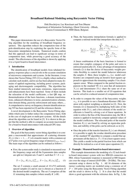 pdf broadband rational modeling using barycentric vector fitting