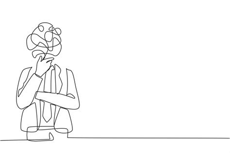 empresario de dibujo de una sola línea continua con garabatos redondos