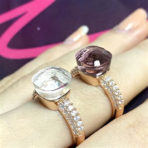 Bague Transparente En Cristal Pour Femme Bijoux Fantaisie Rose Or