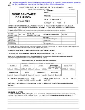 Remplissable En Ligne Fiche Sanitaire Pdf Fax Email Imprimer PdfFiller