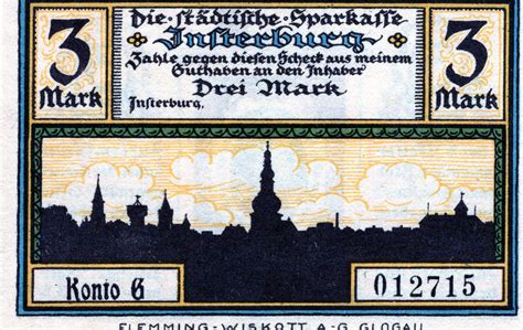 3 Mark Insterburg Städtische Sparkasse Ville d Insterburg Numista