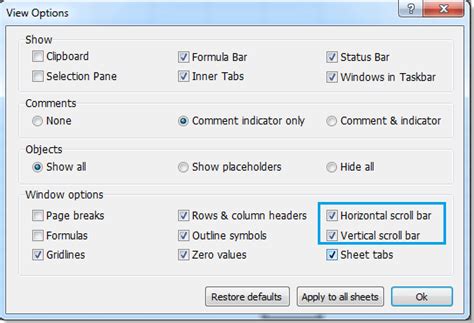 How To Show Or Hide Horizontal Vertical Scroll Bar In Microsoft Excel