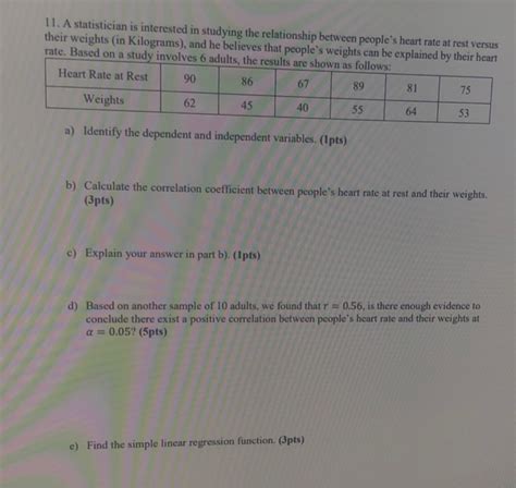 Solved 11 A Statistician Is Interested In Studying The Chegg