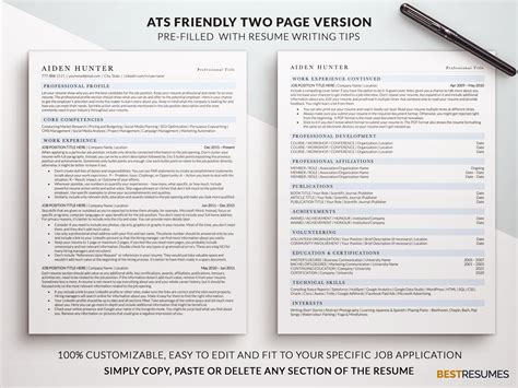 Resume Template ATS Friendly For Word Pages Aiden BestResumes Co