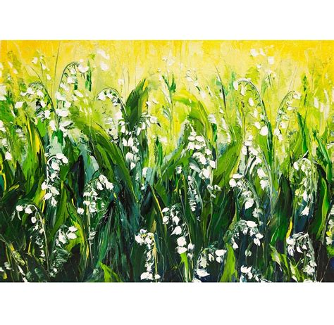 Lily Of The Valley Art Floral Original Oil Painting 12x16 In Inspire