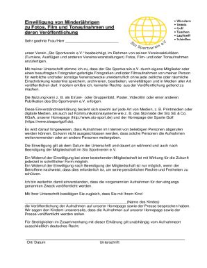 Ausfüllbar Online Einwilligung von Minderjhrigen zu Fotos Film und
