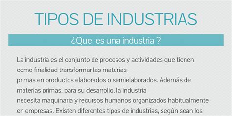 Tipos De INDUSTRIAS By Moncerrat Benitez Infogram