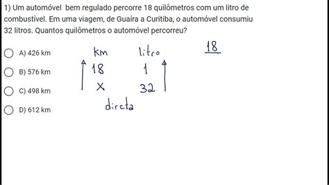 1 Um automóvel bem regulado percorre 18 quilômetros um litro de