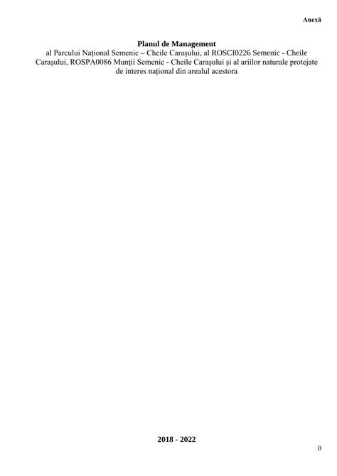 PDF Planul de Management al Parcului Național Semenic Cheile