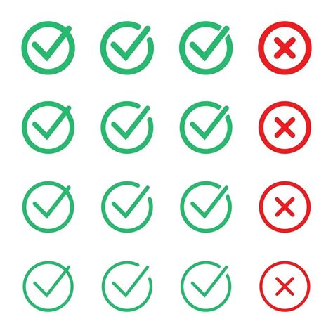 Tick And Cross Signs Green Checkmark And Red X Icons Isolated On