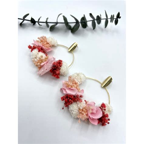 Boucles d oreilles Saori multicolores en fleurs stabilisées BFlower