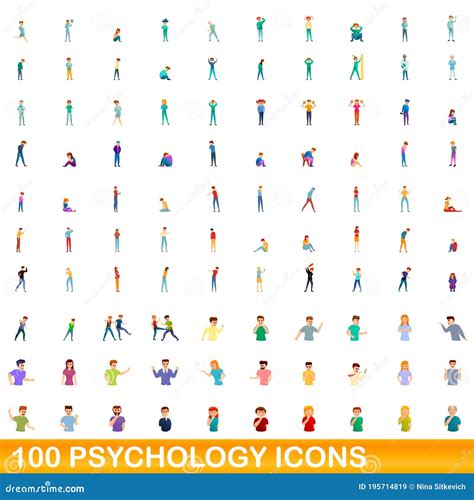 100 ícones De Psicologia Definem Estilo De Desenho Animado Ilustração