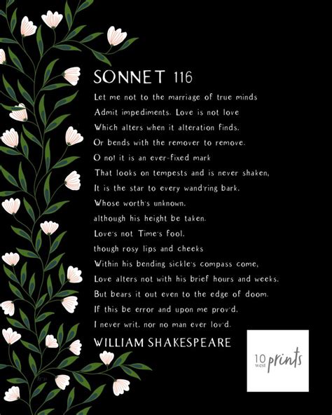 Sonnet 116 William Shakespeare Printable By 10 West Prints Sonnet