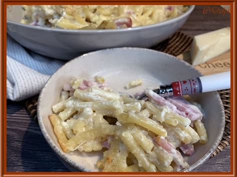 Gratin de pâtes au jambon et crème de parmesan d après Cyril Lignac