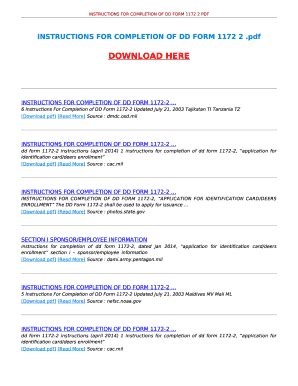 Fillable Online INSTRUCTIONS FOR COMPLETION OF DD FORM 1172 2