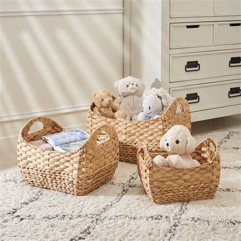Set Of 3 Seagrass Mix Plastic String Storage Basket Flower Pots Vietnam