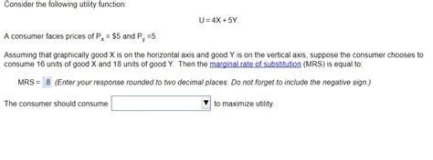 solved consider the following utility function a consumer