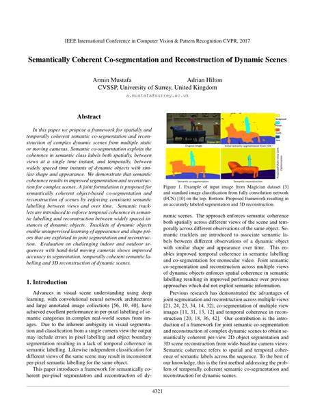 pdf semantically coherent co segmentation and reconstruction of dynamic scenes