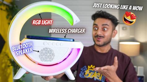 Amazing Wireless Charger With Bluetooth Speaker RGB Lamp G Shape