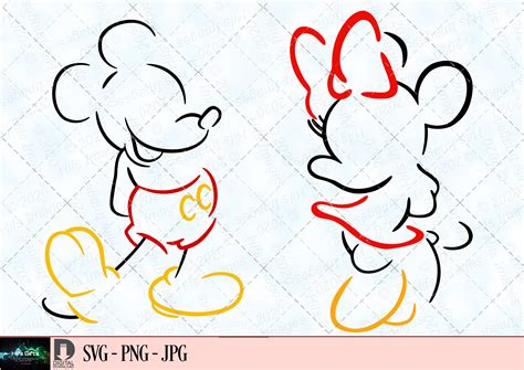 Mickey Outline Line Drawing Svg Minnie Outline Line Drawing Etsy UK