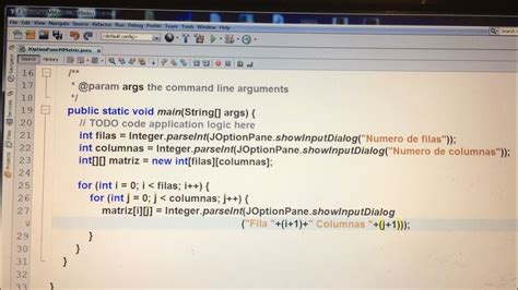 joptionpane matriz java netbeans youtube