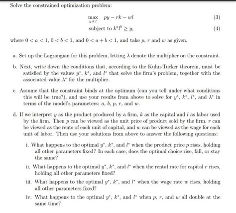 solve the constrained optimization problem