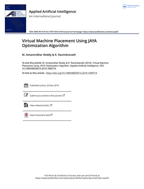 pdf virtual machine placement using jaya optimization algorithm