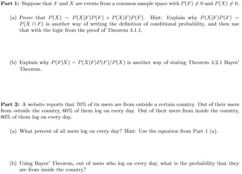 solved part 1 suppose that f and x are events from a common