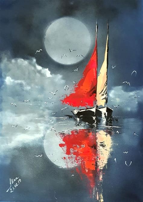 I Miei Dipinti Boat Painting Abstract Sailboat Painting Abstract