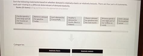 solved sort the following statements based on whether demand