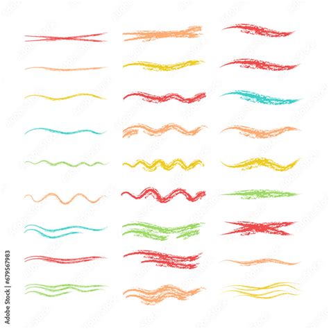 Collection Of Strikethrough Multi Colored Charcoal Crayon Underlines