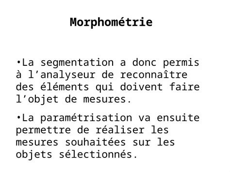 PPT Morphométrie La segmentation a donc permis à lanalyseur de