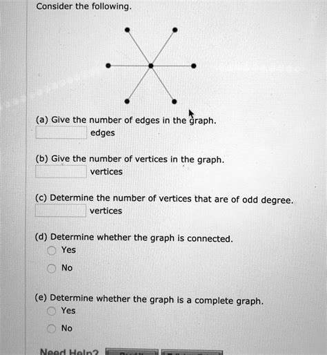 consider the following a give the number of edges in the graph b give the number of